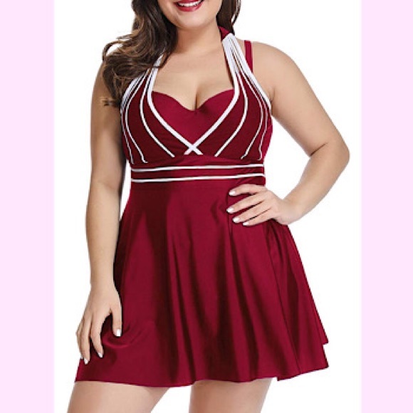 Swim | Halter Plus Size Two Piece Swimsuit Tankini Set | Poshmark